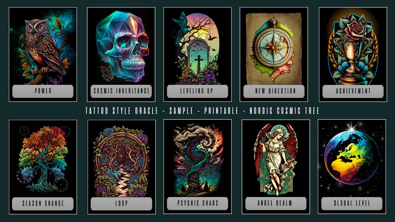 Printable Tattoo Style Oracle Printable Oracle Cards PDF Oracle Cards ...