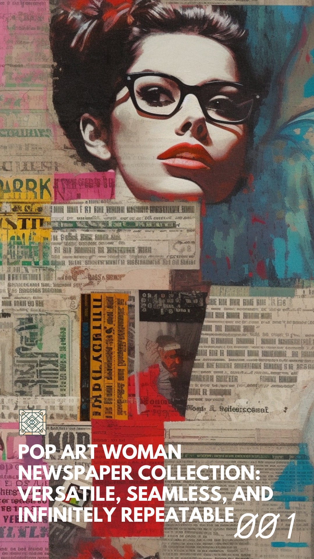 Pop Art Woman Newspaper Collection -- Seamless Pattern, Fresco Texture ...