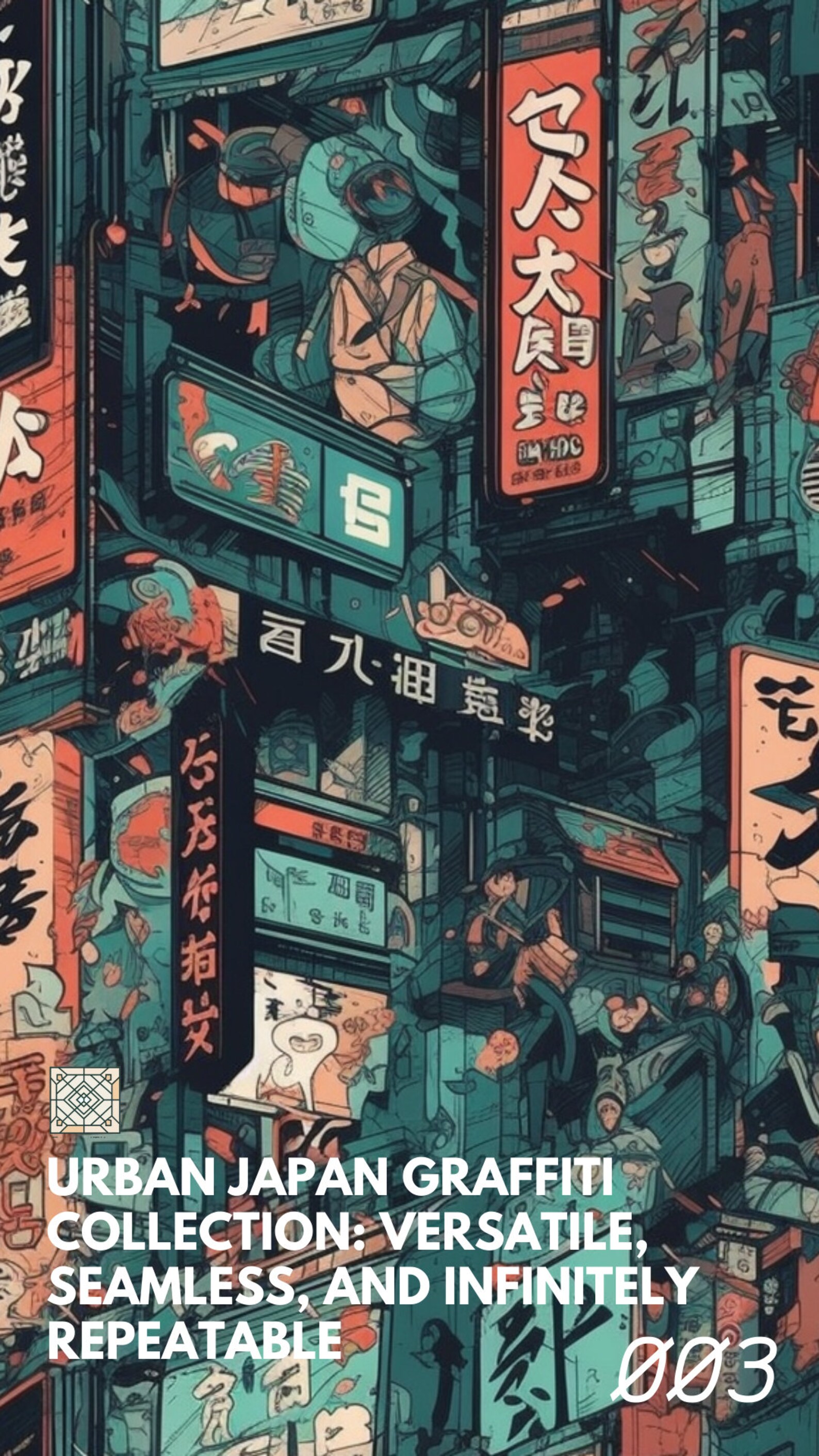 Urban Japan Graffiti Collection Seamless Pattern, Seamless Design ...