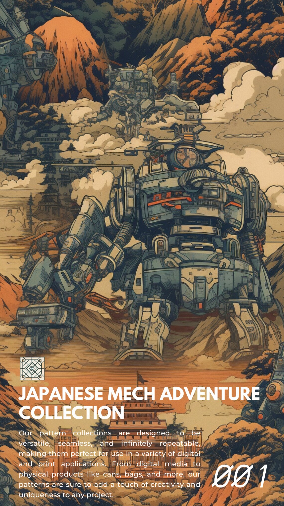 Japanese Mech Adventure Collection | Seamless Pattern | Seamless File ...