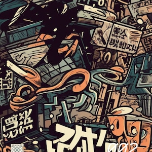 Graffiti Kanji Collection - Digital Pattern - Seamless Pattern ...