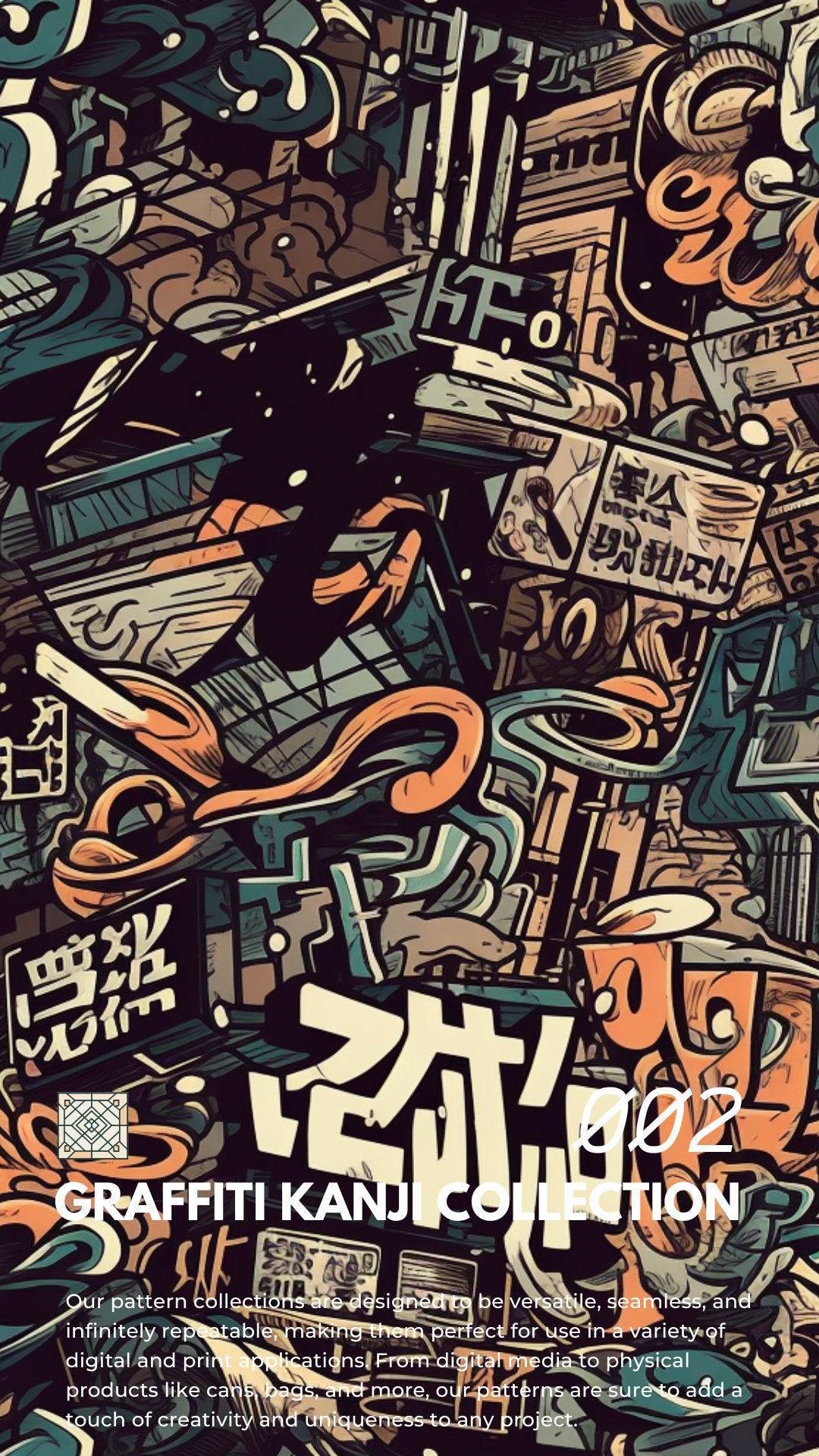 Graffiti Kanji Collection - Digital Pattern - Seamless Pattern ...