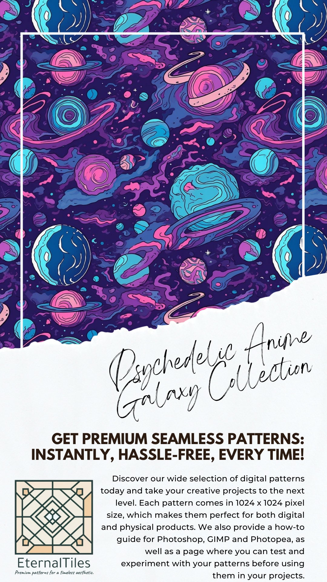 Psychedelic Anime Galaxy Collection -- Seamless Pattern, Seamless ...