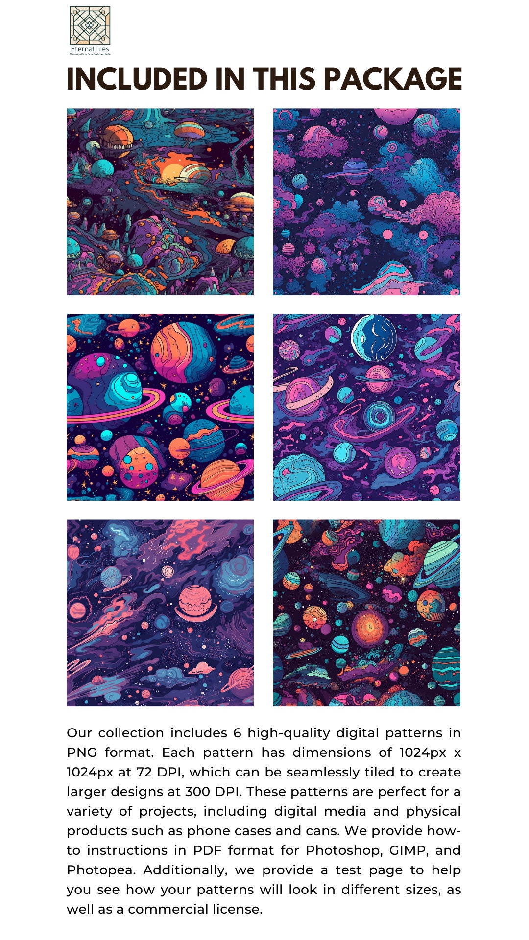 Psychedelic Anime Galaxy Collection -- Seamless Pattern, Seamless ...