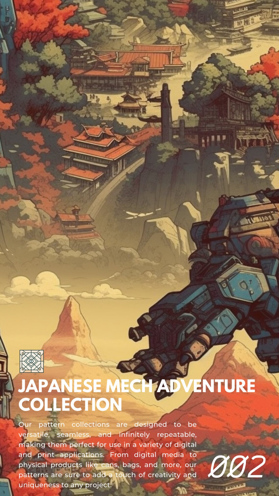 Japanese Mech Adventure Collection | Seamless Pattern | Seamless File ...