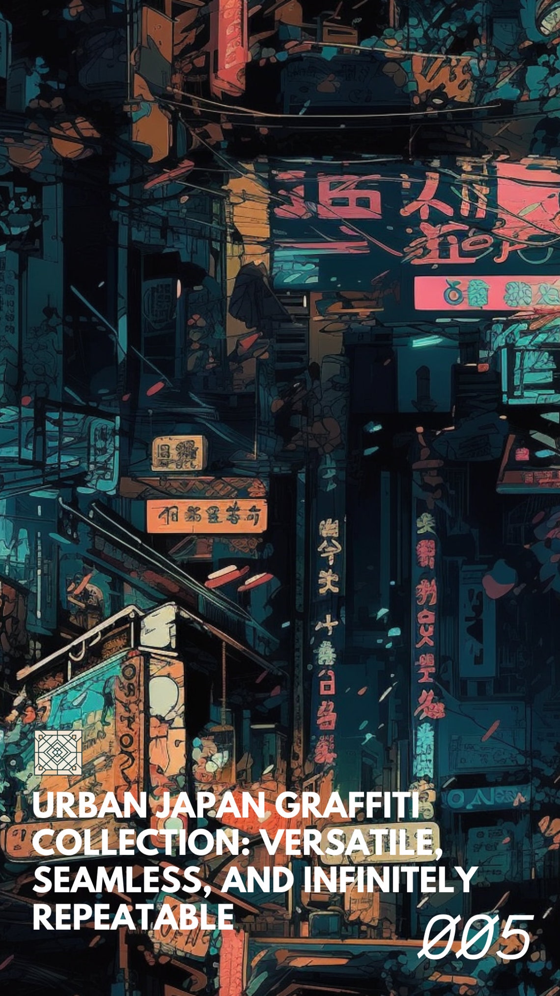 Urban Japan Graffiti Collection Seamless Pattern, Seamless Design ...