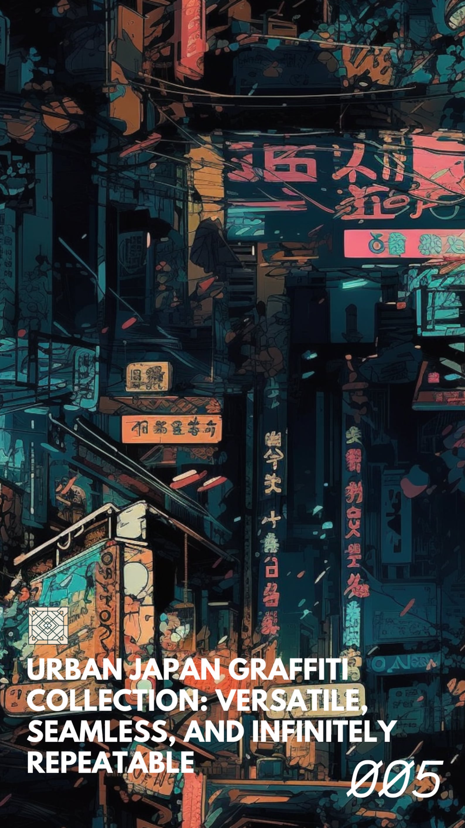 Urban Japan Graffiti Collection Seamless Pattern, Seamless Design ...