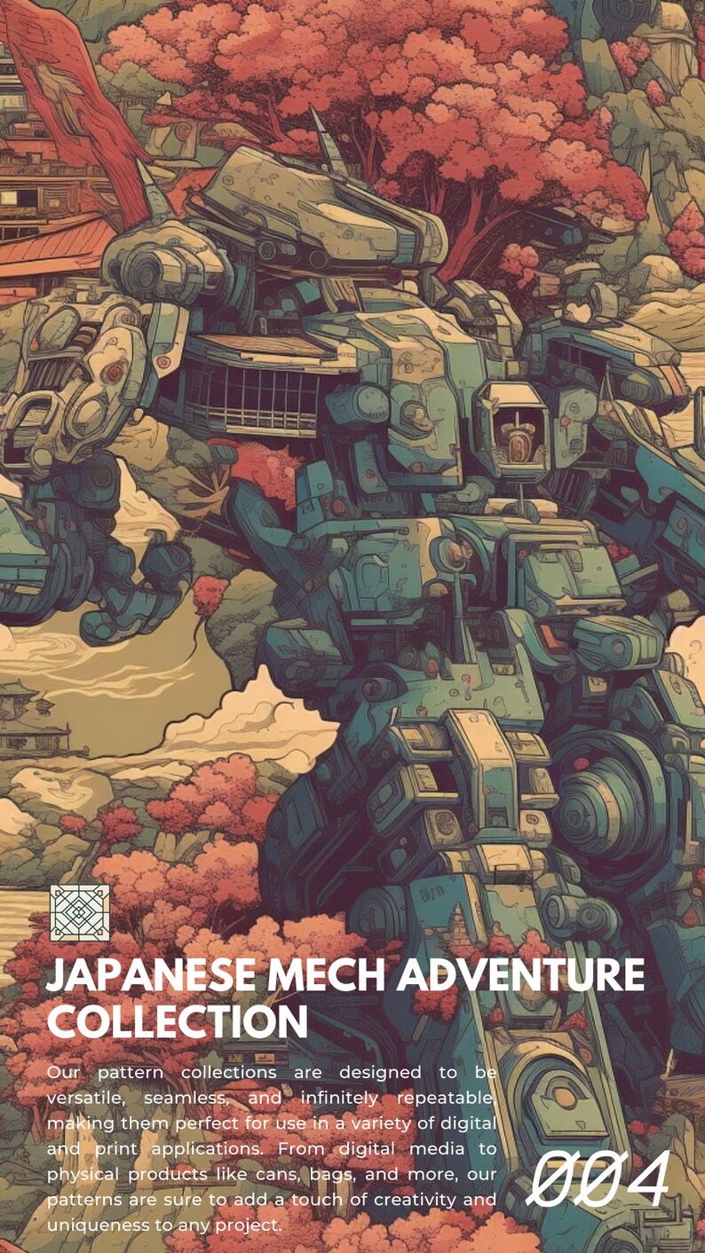 Japanese Mech Adventure Collection Seamless Pattern - Etsy