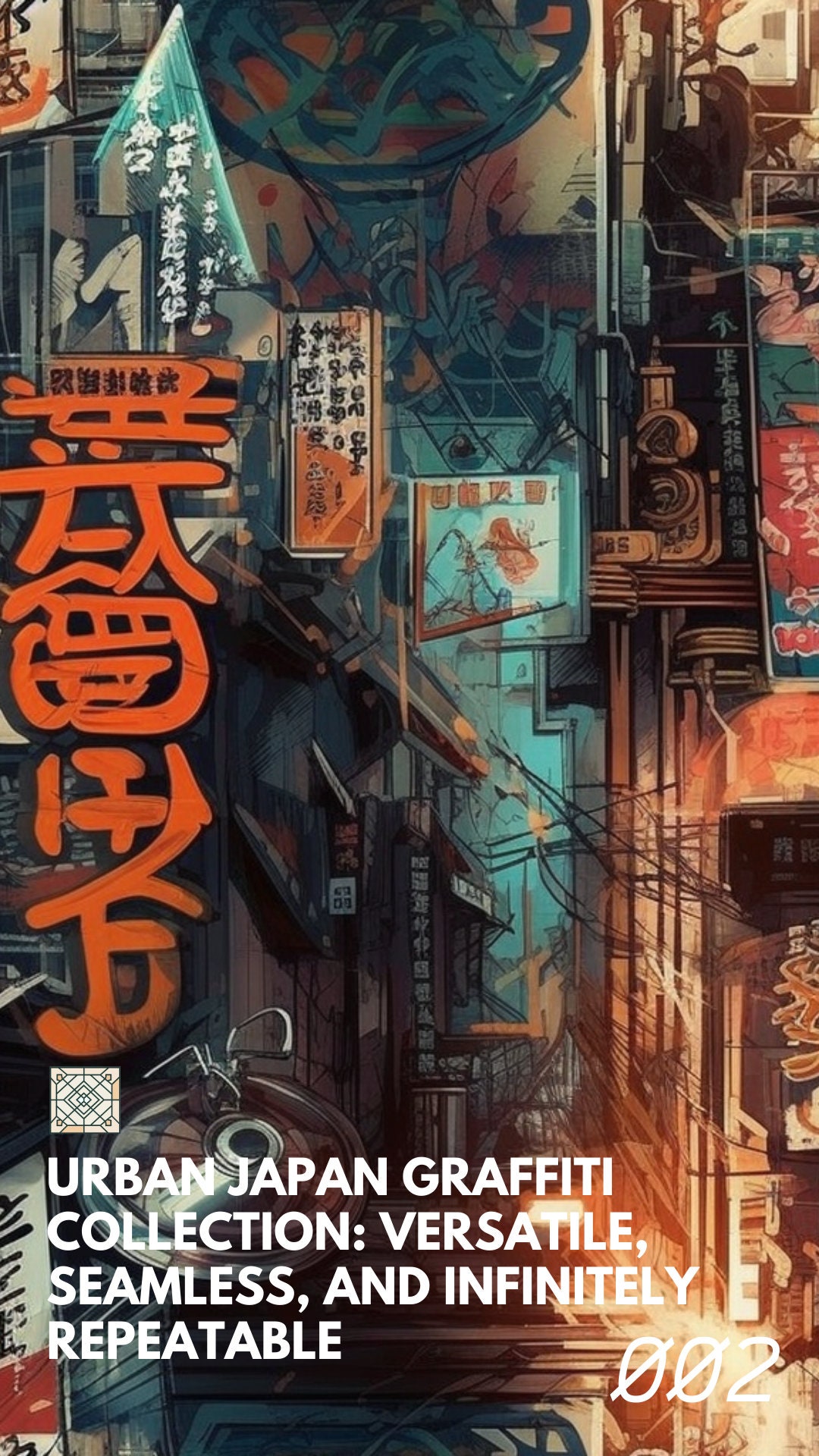 Urban Japan Graffiti Collection Seamless Pattern, Seamless Design ...