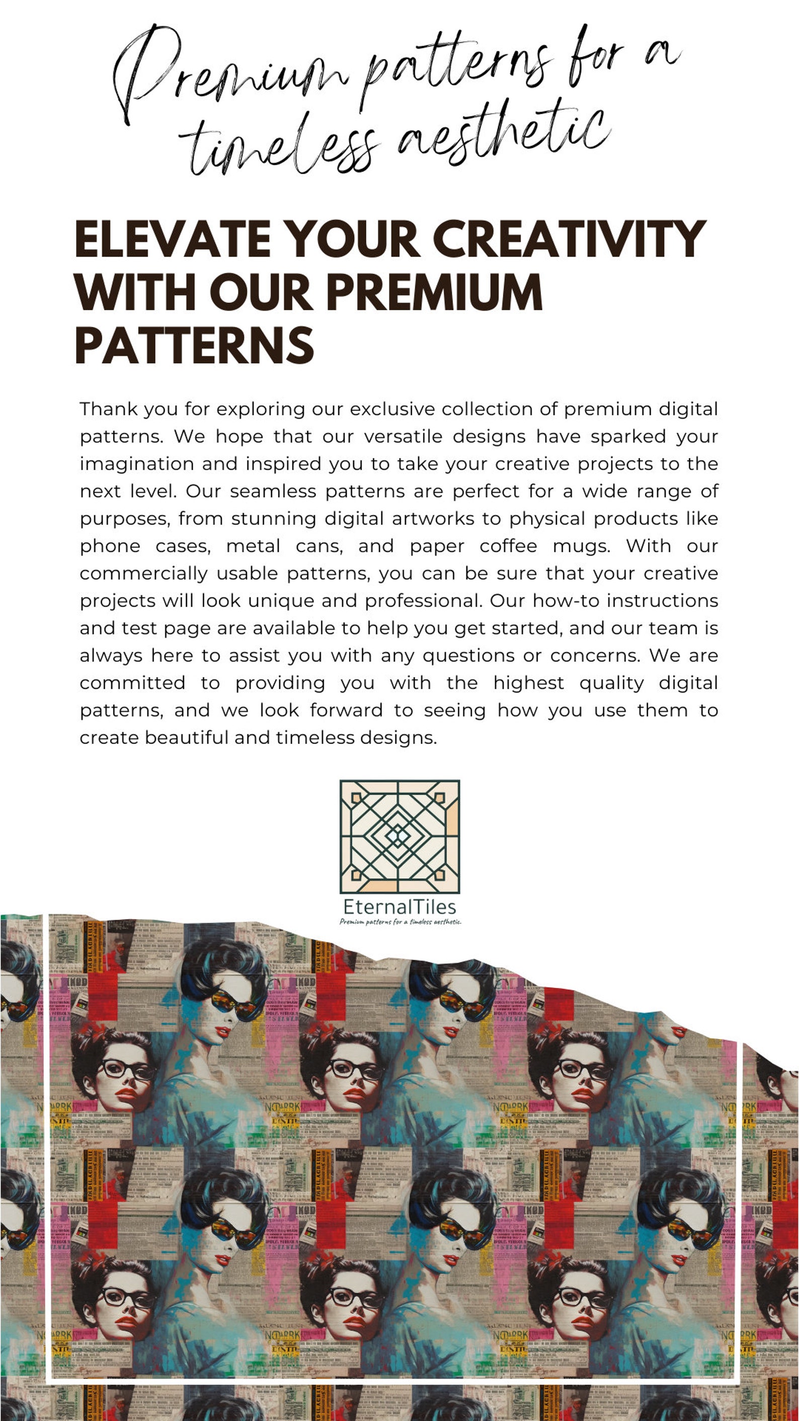 Pop Art Woman Newspaper Collection -- Seamless Pattern, Fresco Texture ...