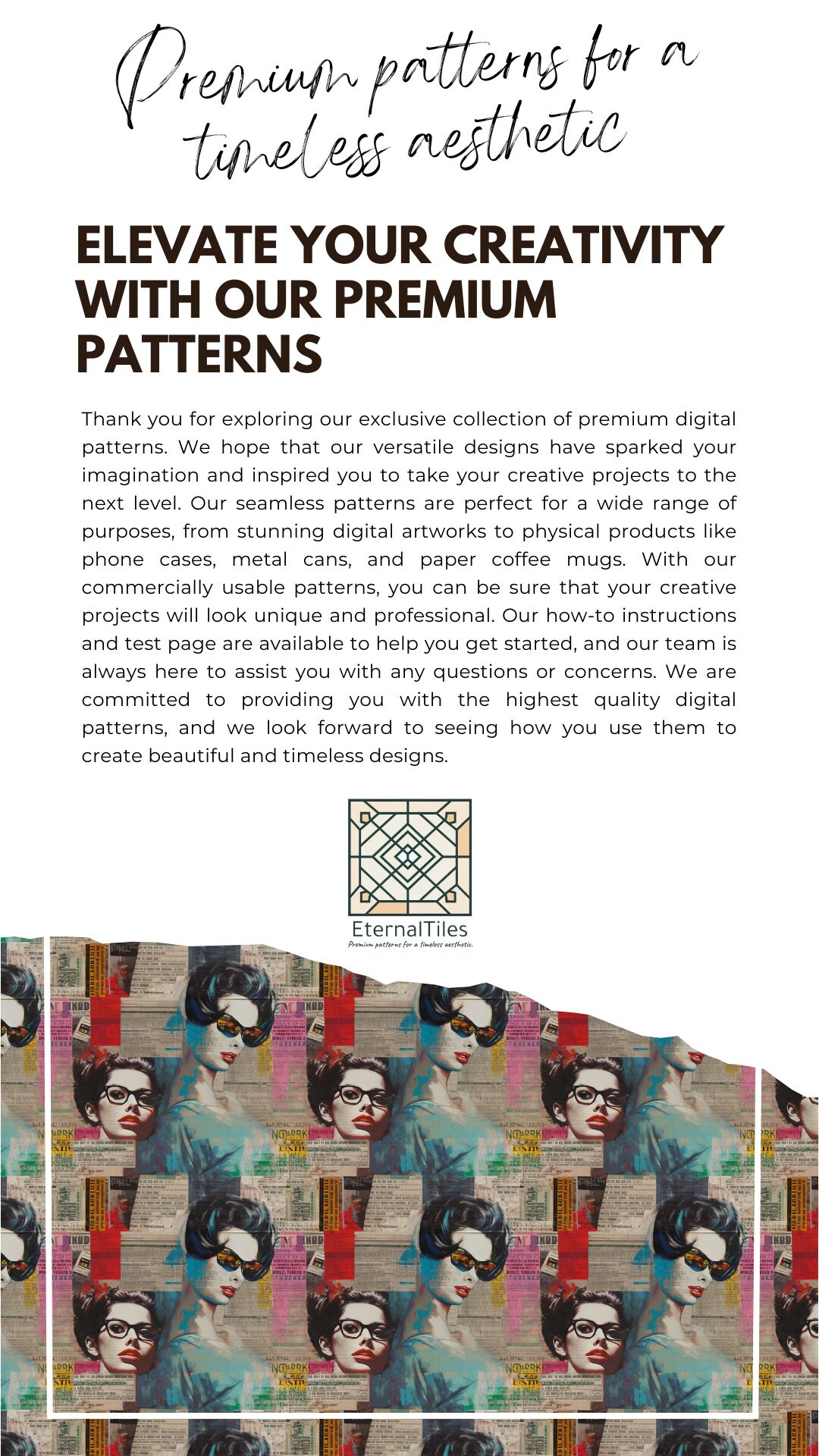 Pop Art Woman Newspaper Collection -- Seamless Pattern, Fresco Texture ...