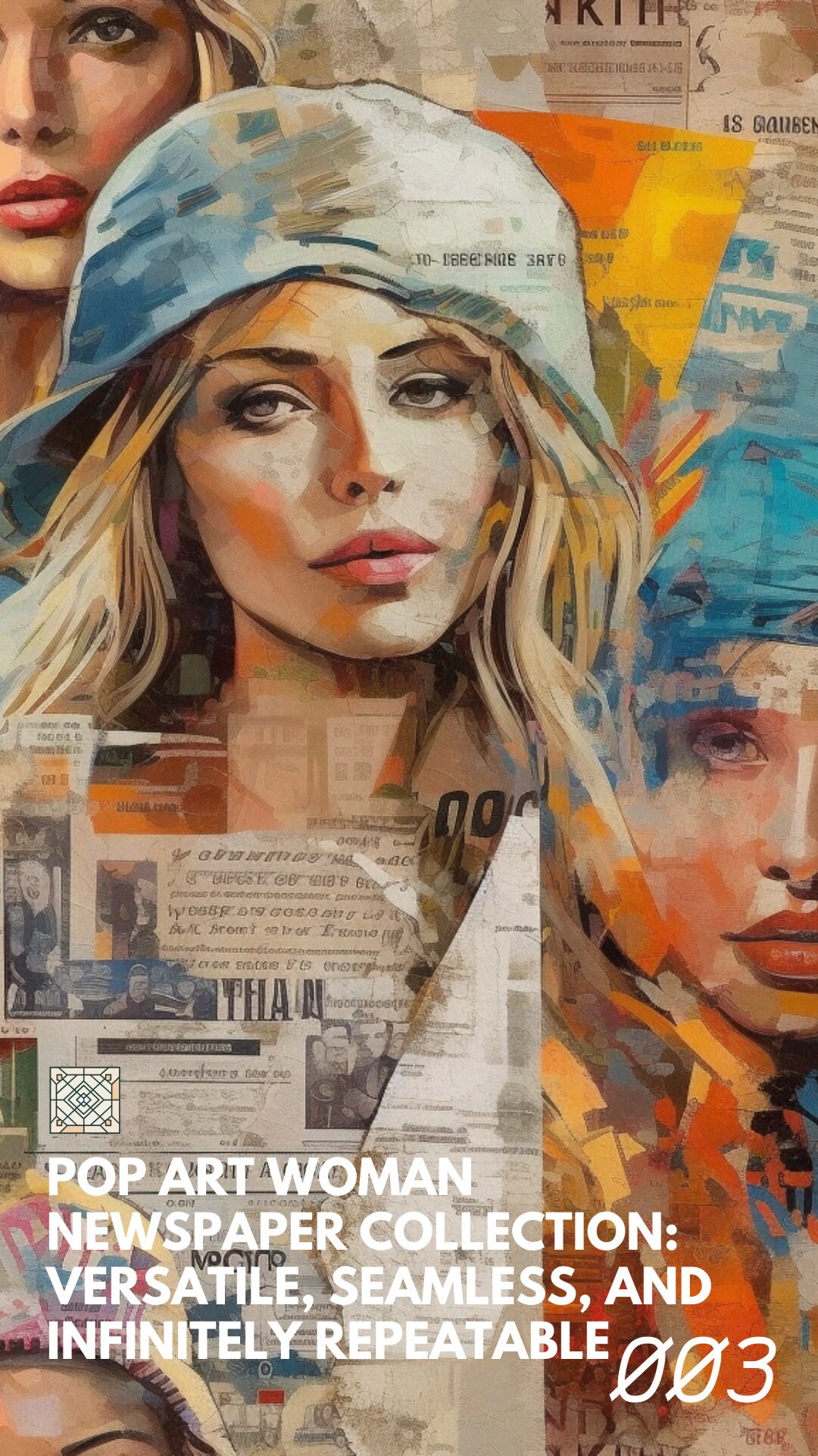 Pop Art Woman Newspaper Collection -- Seamless Pattern, Fresco Texture ...