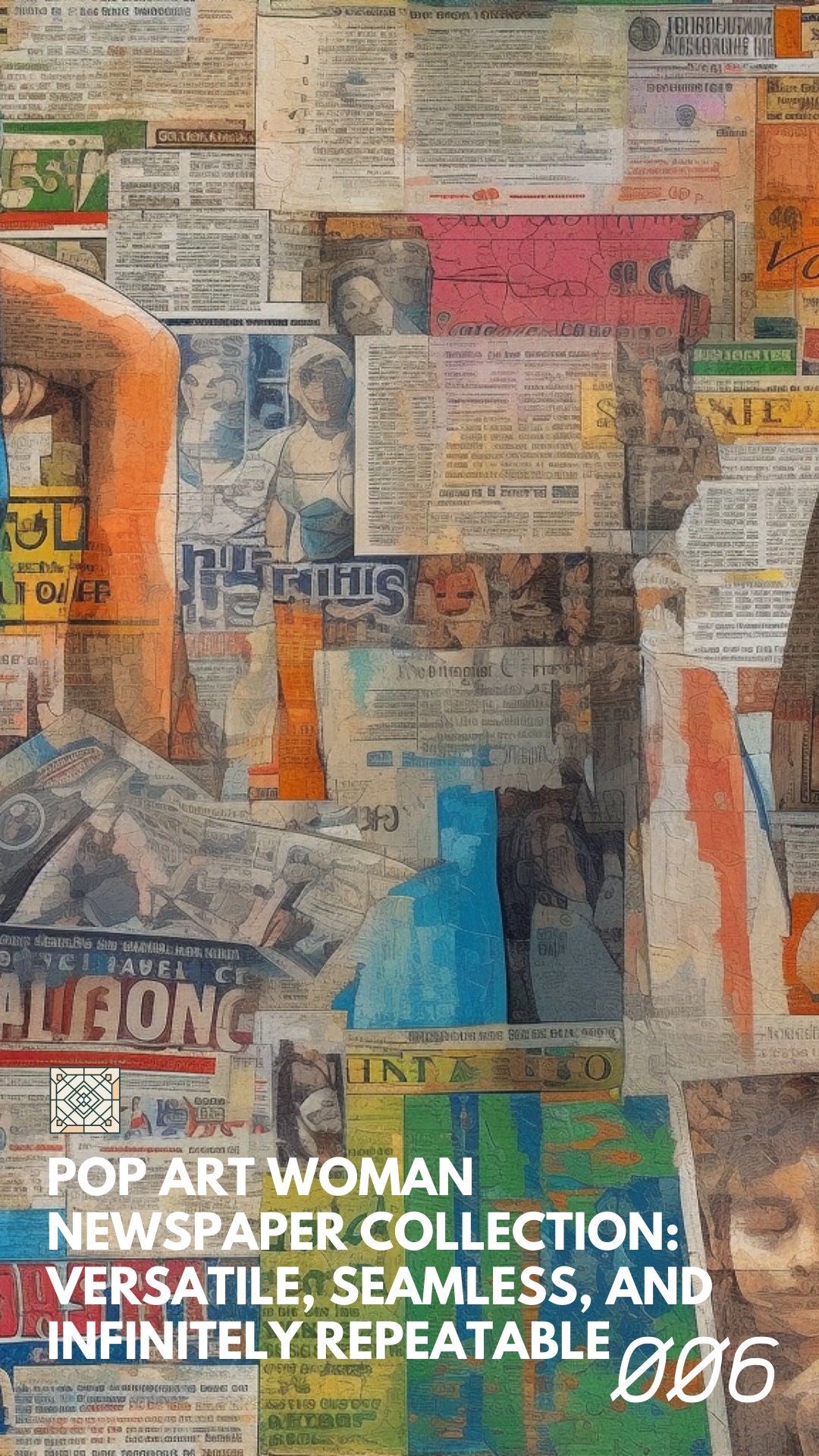 Pop Art Woman Newspaper Collection -- Seamless Pattern, Fresco Texture ...