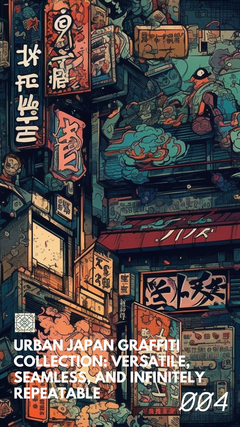 Urban Japan Graffiti Collection Seamless Pattern, Seamless Design ...