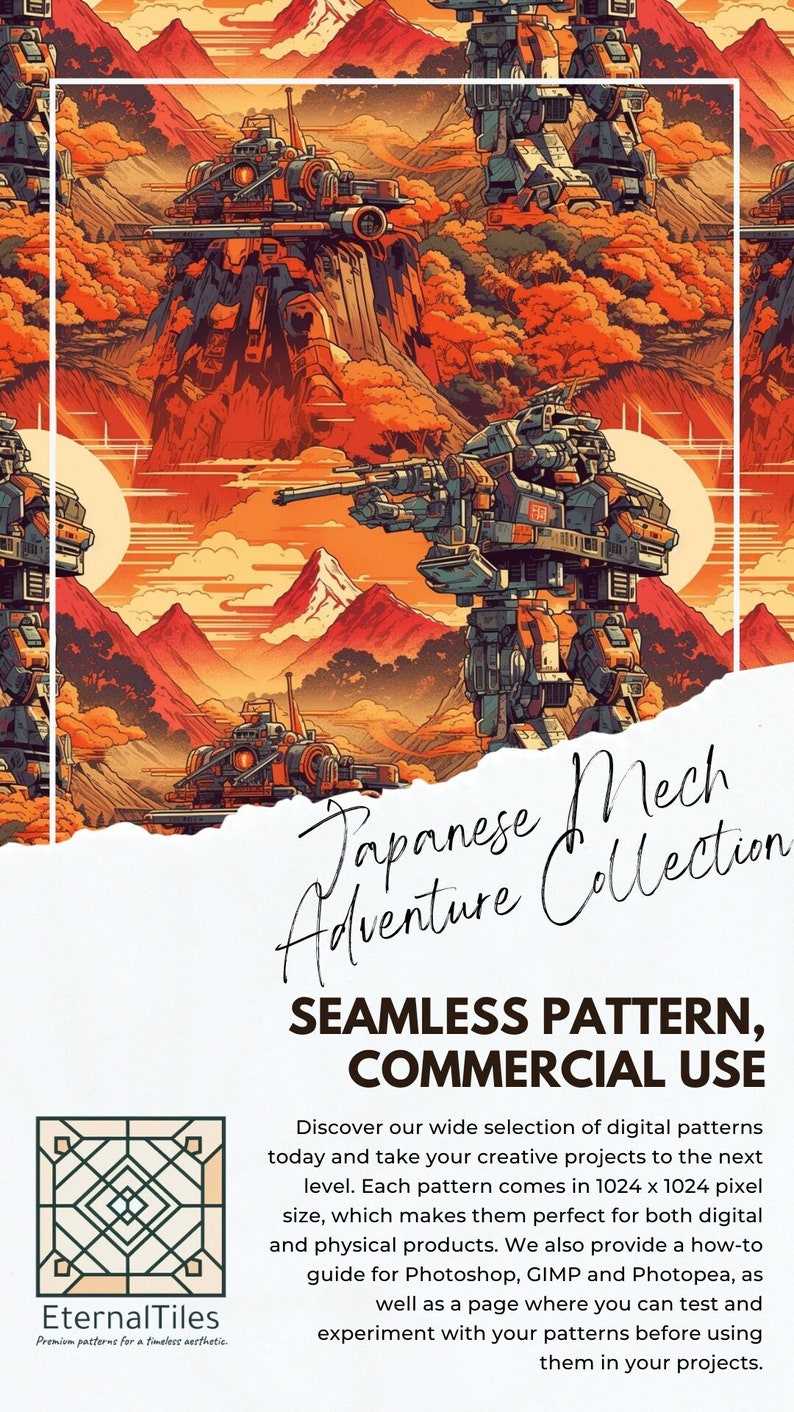 Japanese Mech Adventure Collection | Seamless Pattern | Seamless File ...
