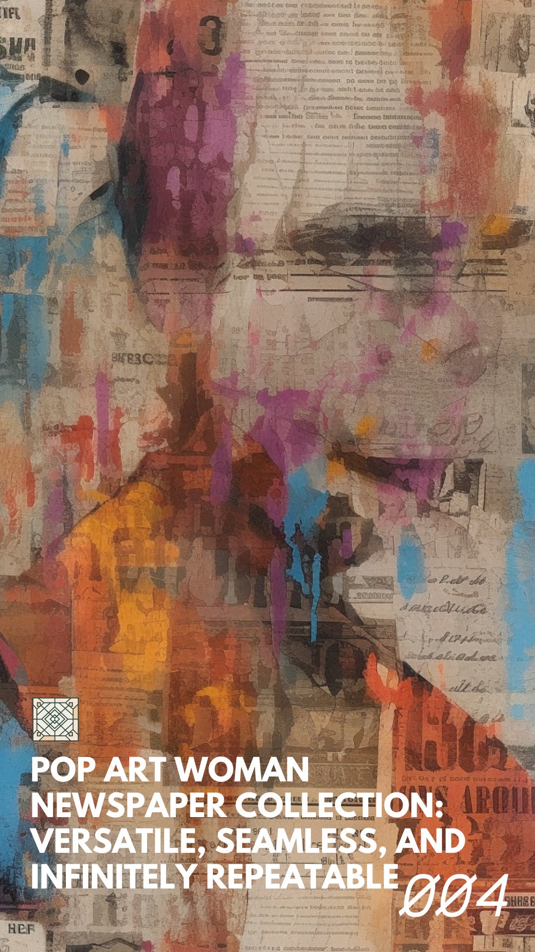 Pop Art Woman Newspaper Collection -- Seamless Pattern, Fresco Texture ...