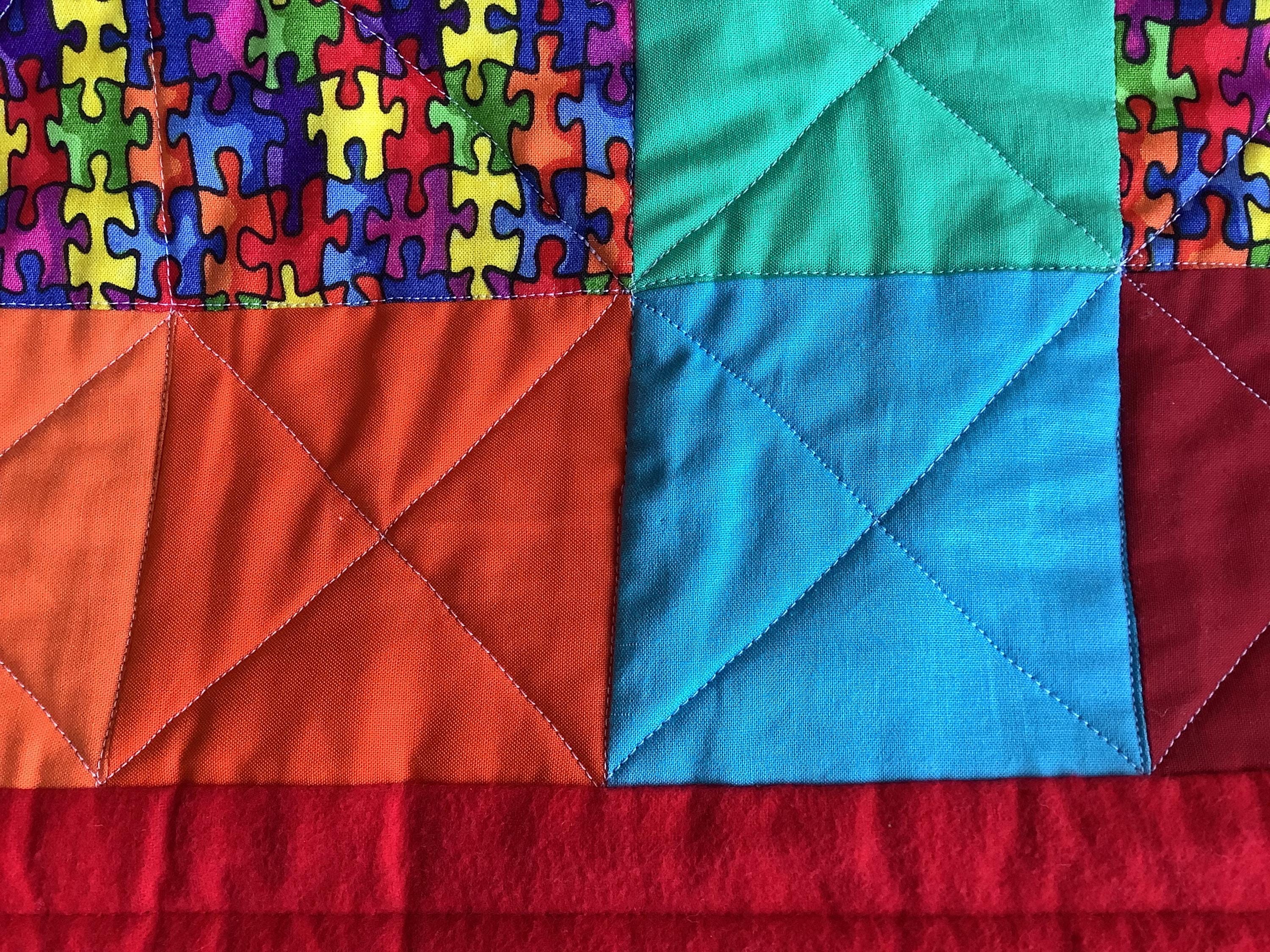 Baby Boy or Girl Quilt Toddler Quilt Autism Awareness Puzzle Matching ...