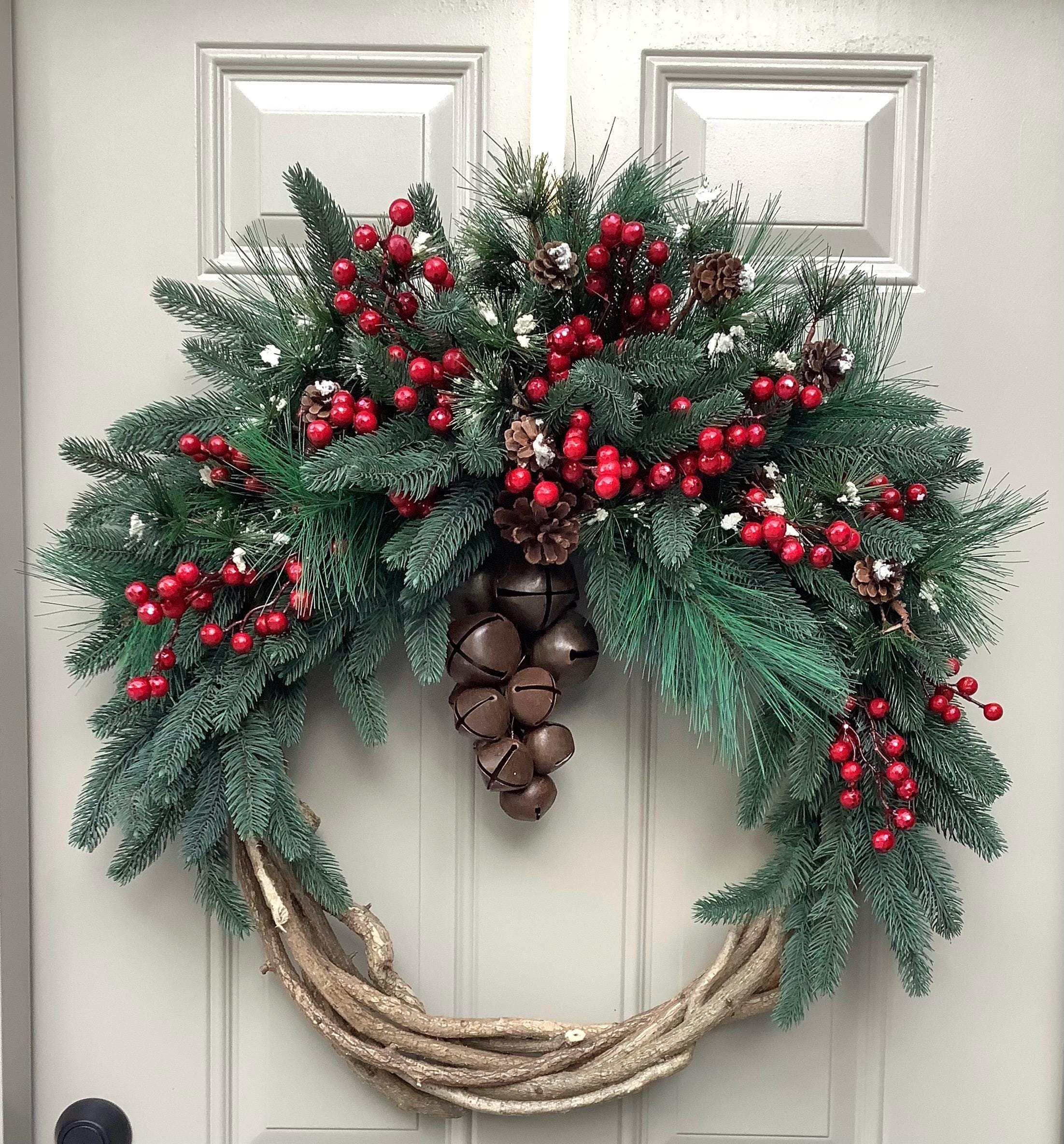 Christmas Wreath Pine Wreath Red Berry Wreath Jingle Bell Wreath ...