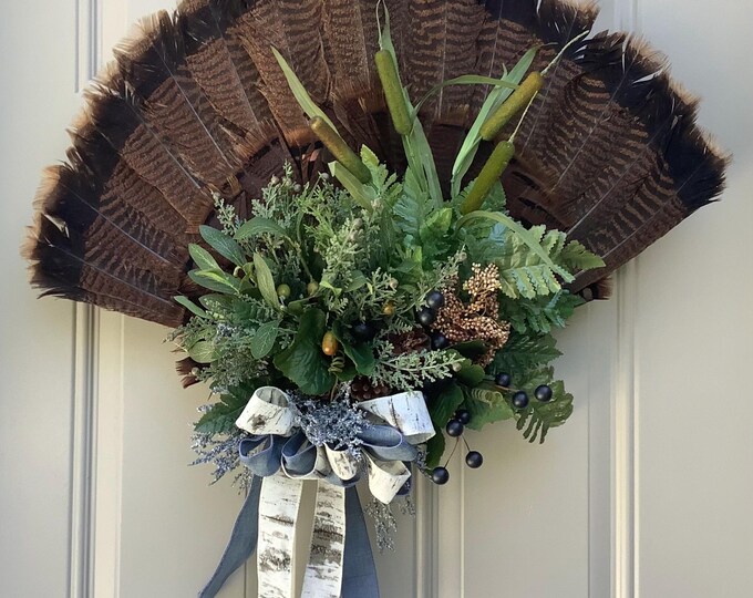Wild Turkey Fan Wreath Trophy Mount Wreath Taxidermy Real Turkey Fan ...