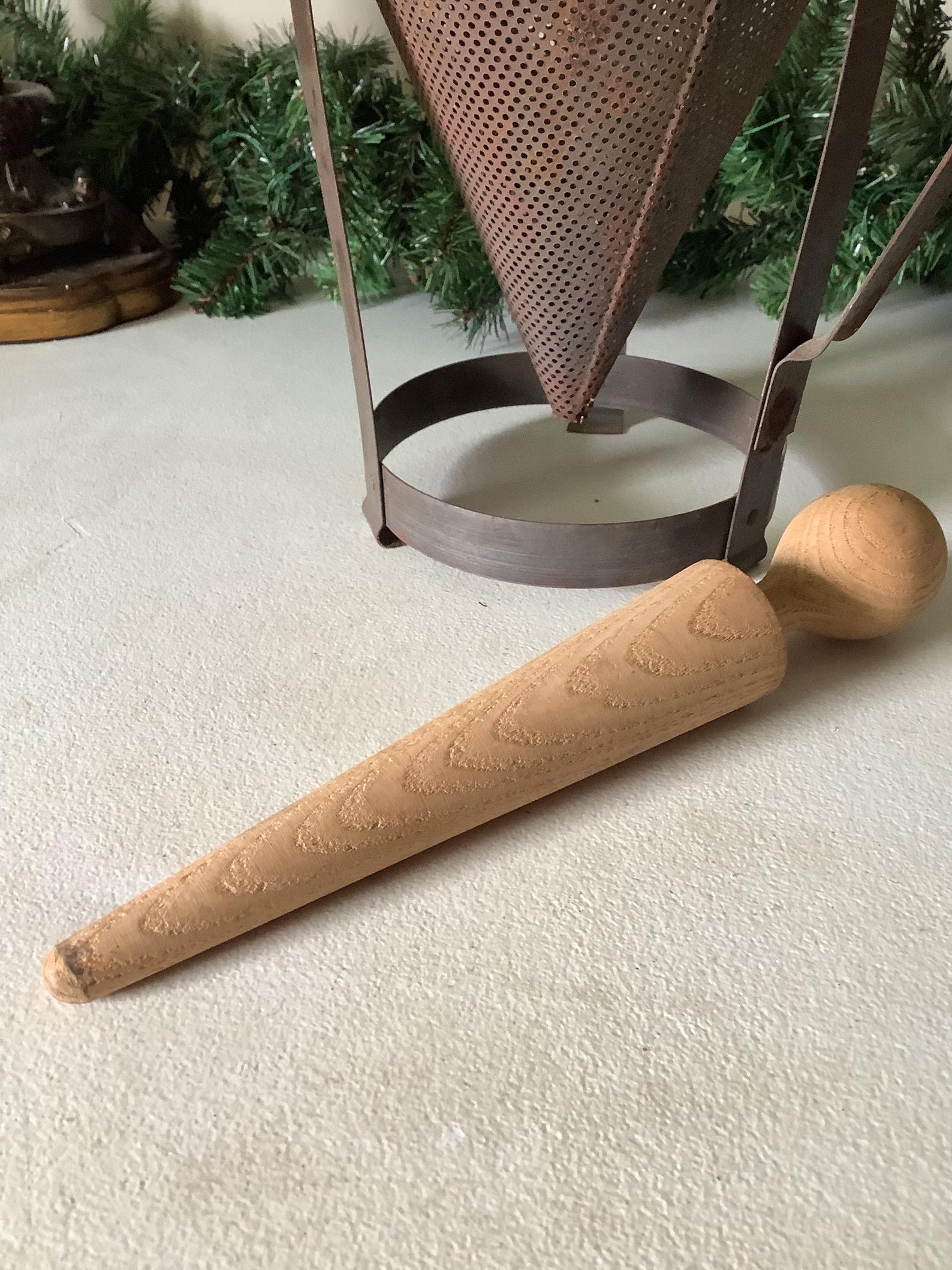 Vintage Metal Chinois Cone Shape Strainer & Pestle Primitive Kitchen ...