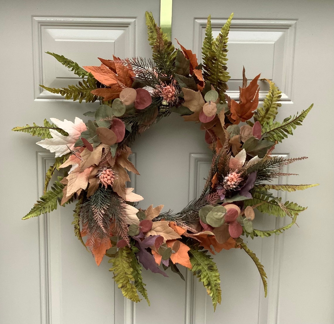 Fall Nature Wreath Grapevine Door Wreath W/ Faux Maple Leaves ...