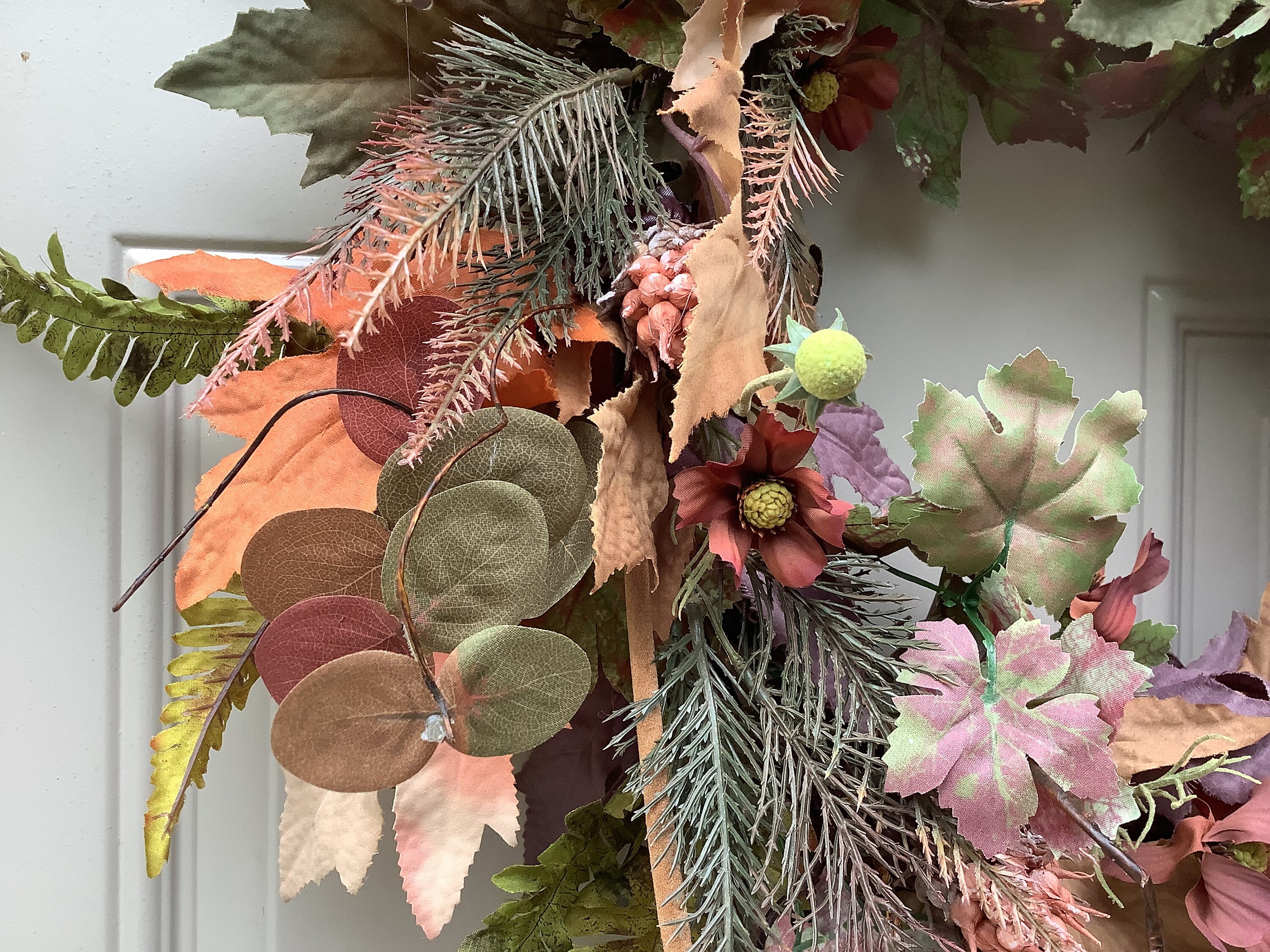 Fall Nature Wreath Grapevine Door Wreath W/ Faux Maple Leaves ...