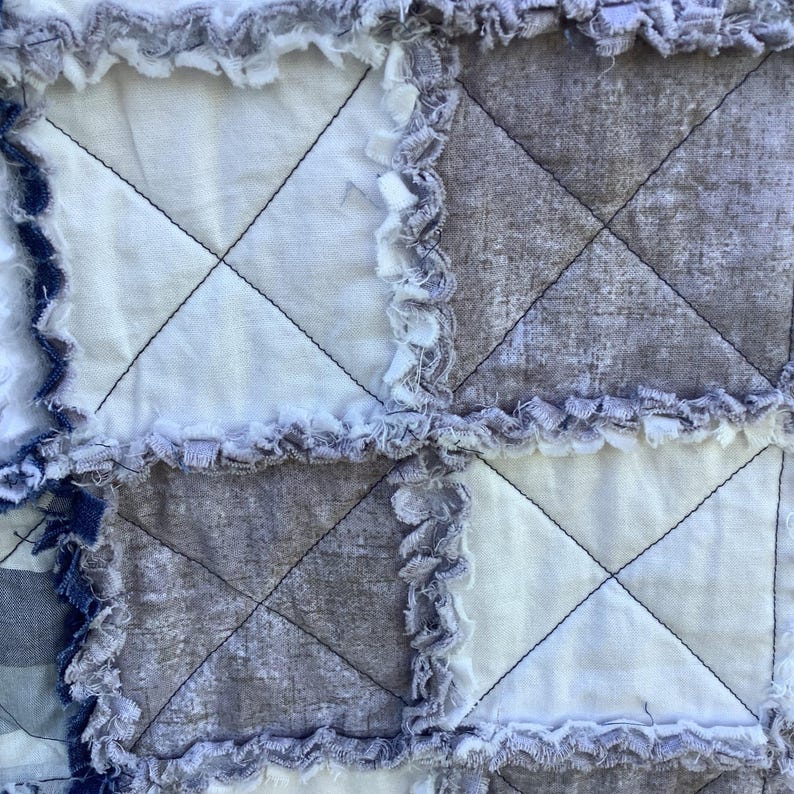 Farmhouse Rag Quilt Primitive Quilt Calico Block Quilt Cotton Quilt ...
