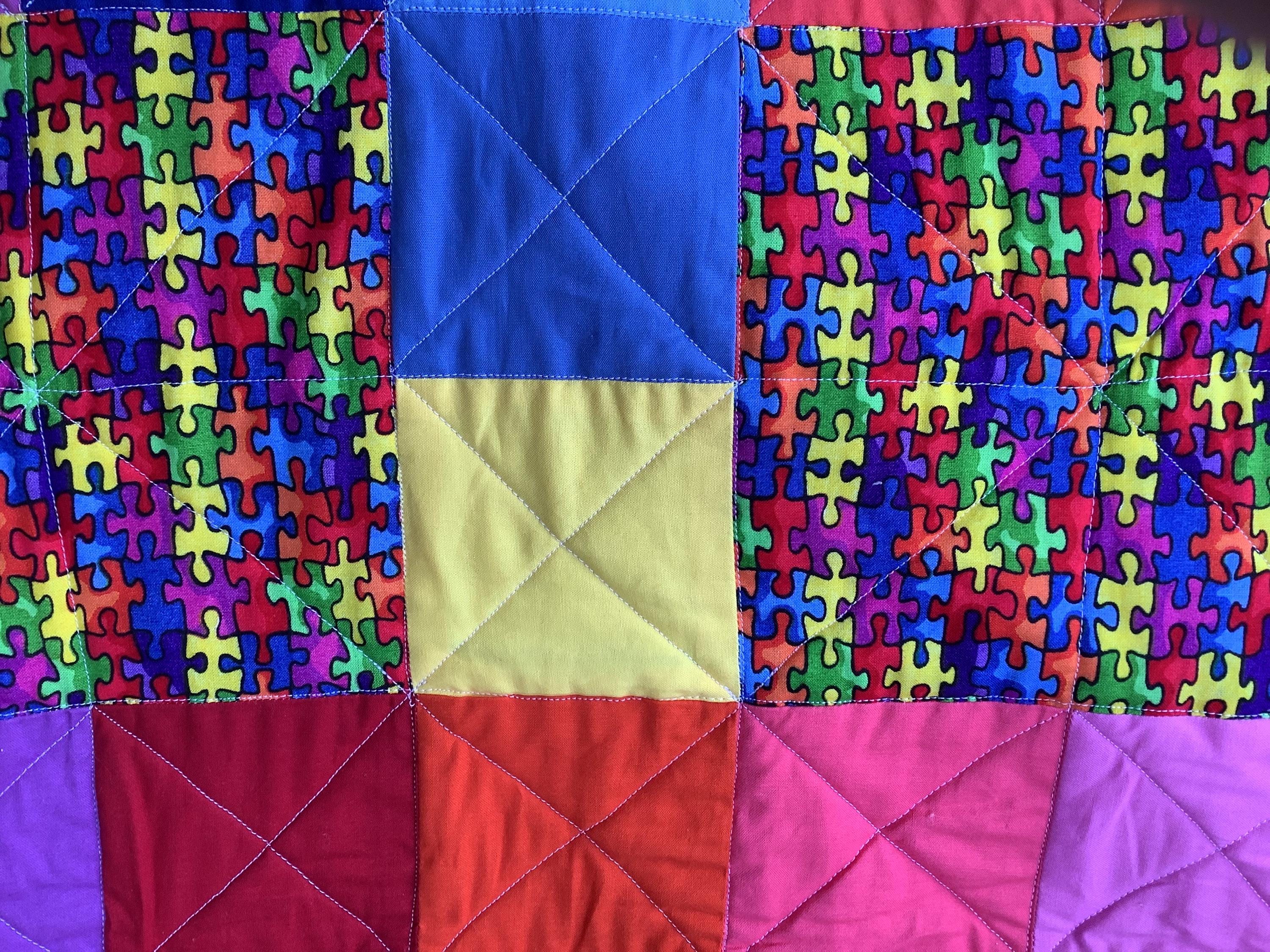 Baby Boy or Girl Quilt Toddler Quilt Autism Awareness Puzzle Matching ...