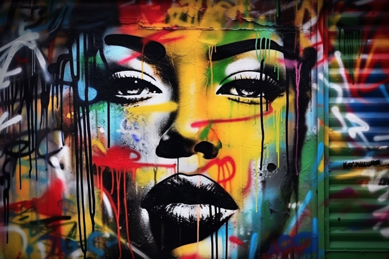 Graffiti Ai Art Ai Generated Wall Art Digital Download Digital Art Beautiful Woman Graffiti ...