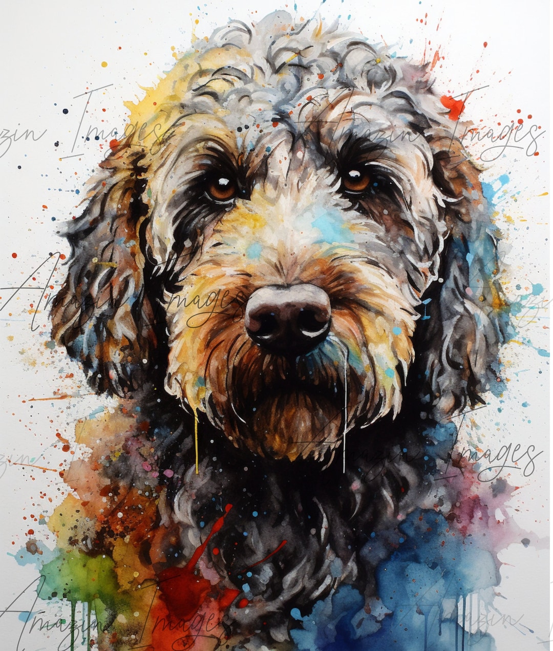 Labradoodle Dog Art Print Digital Download Pet Portrait Dog Lover Gift ...