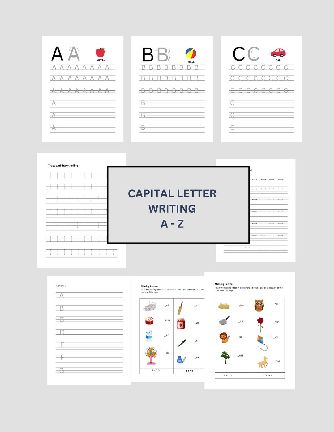 Capital Letter Writing A - Z + Worksheets for Preschoolers ...