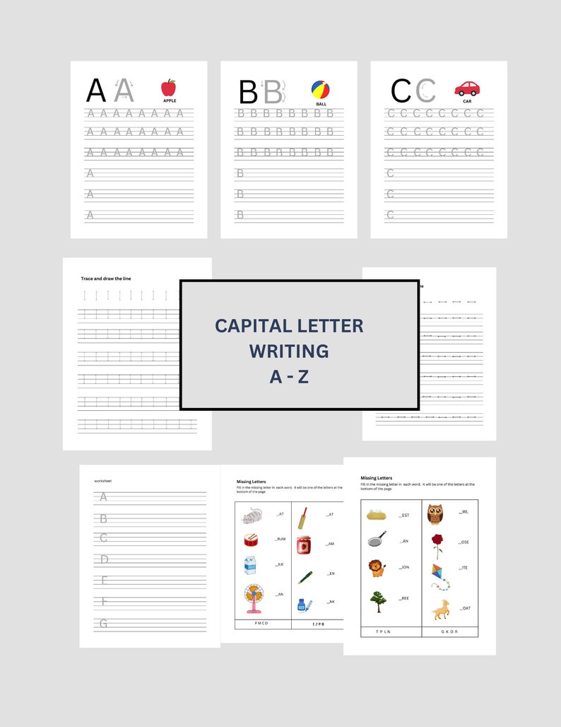 Capital Letter Writing A Z Worksheets for Preschoolers - Etsy