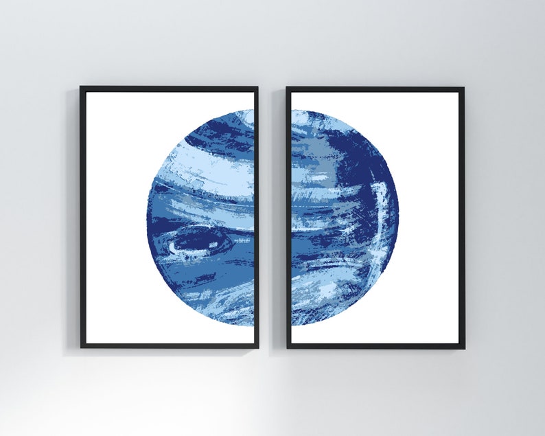 Blue Planet Print Outer Space Poster Gender Nursery Decor - Etsy