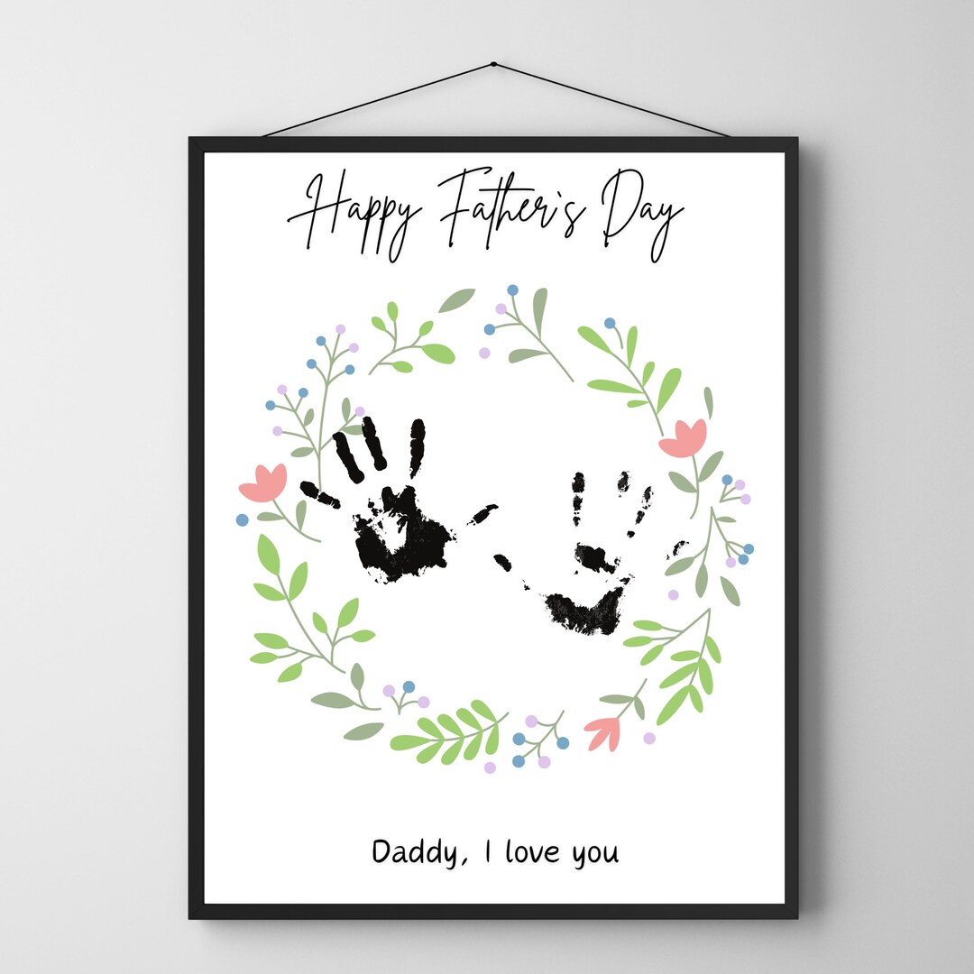 Fathers Day Footprint Craft, Printable DIY First Fathers Day Handprint ...