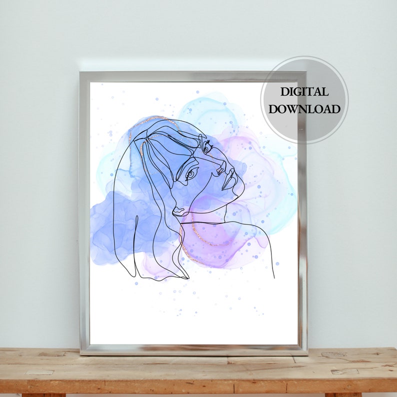 Women Line Art Print, Female Line Art Beauty, Face Line Digital Poster ...