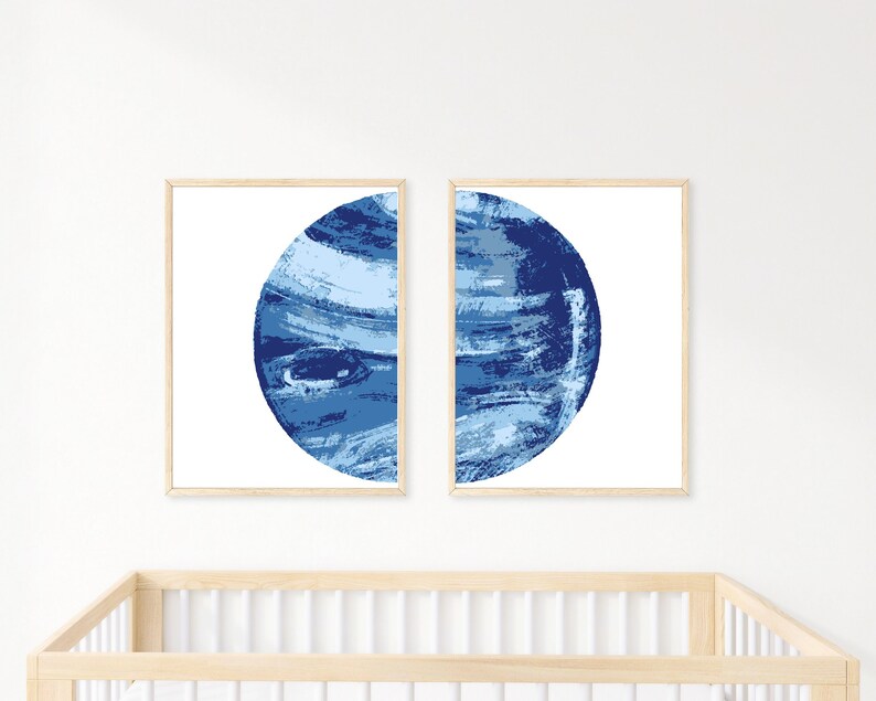 Blue Planet Print Outer Space Poster Gender Nursery Decor - Etsy