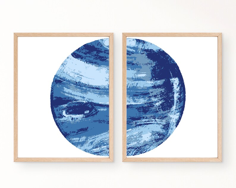 Blue Planet Print Outer Space Poster Gender Nursery Decor - Etsy
