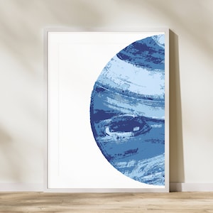 Blue Planet Print Outer Space Poster Gender Nursery Decor - Etsy