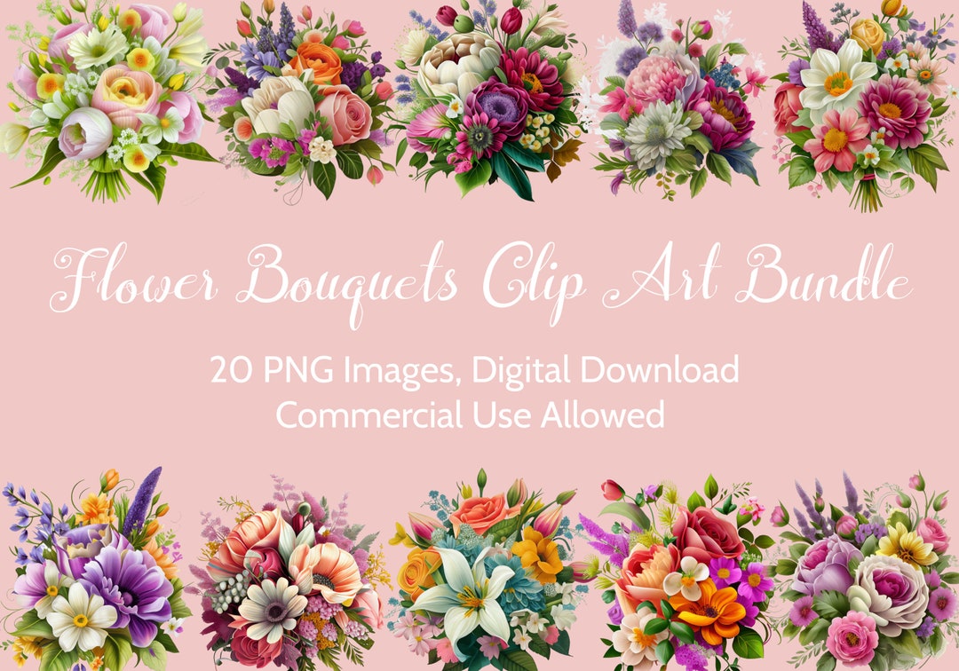 Flower Bouquet Clipart Bundle, Floral PNG Images (digital Download) - Etsy