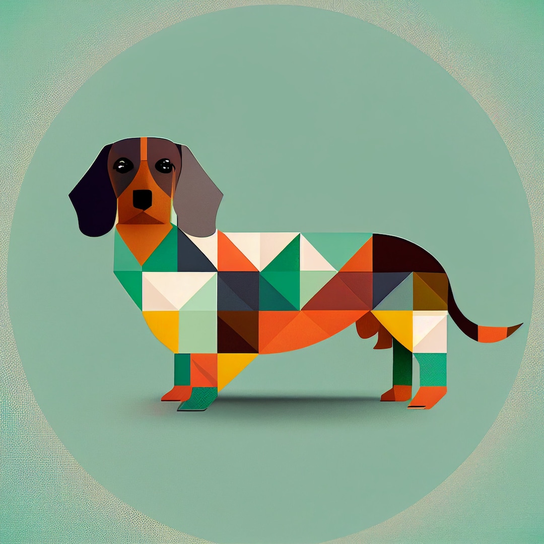 Geometric Dachshund Art Print - Etsy