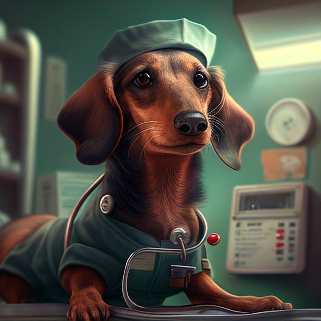 Dachshund Working at the Nursery Art - Etsy
