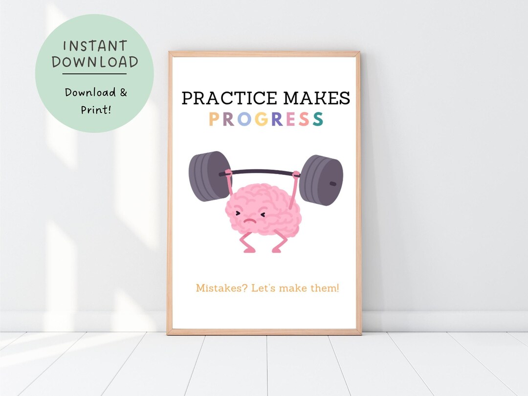Practice Makes Progress Poster | Classroom Decoration | Motivational ...