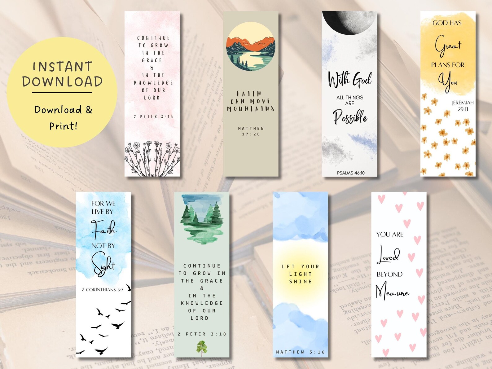 Christian Bookmarks | Biblical Verses & Affirmations | Printable ...