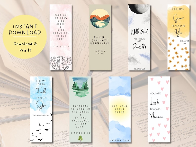 Christian Bookmarks | Biblical Verses & Affirmations | Printable ...