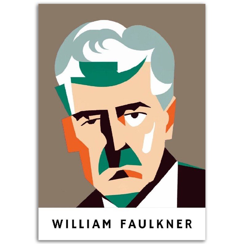 William Faulkner Poster || Original William Faulkner Portrait Wall Art ...