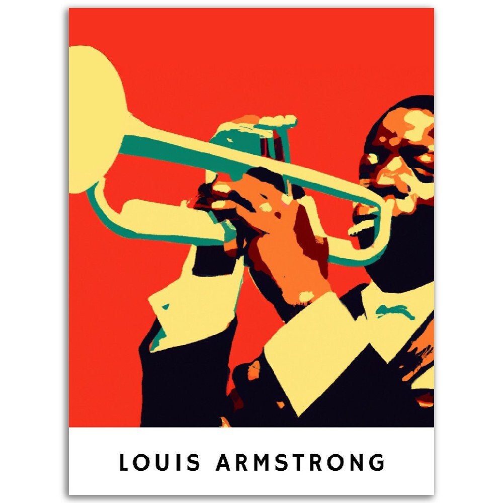 Louis Armstrong Poster || Original Louis Armstrong Portrait Wall Art ...