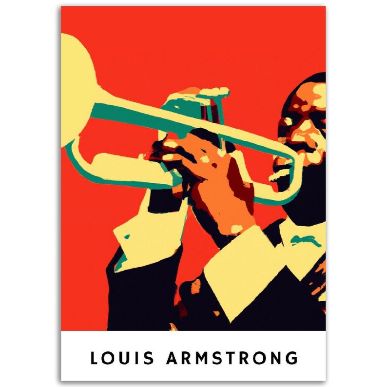 Louis Armstrong Poster || Original Louis Armstrong Portrait Wall Art ...