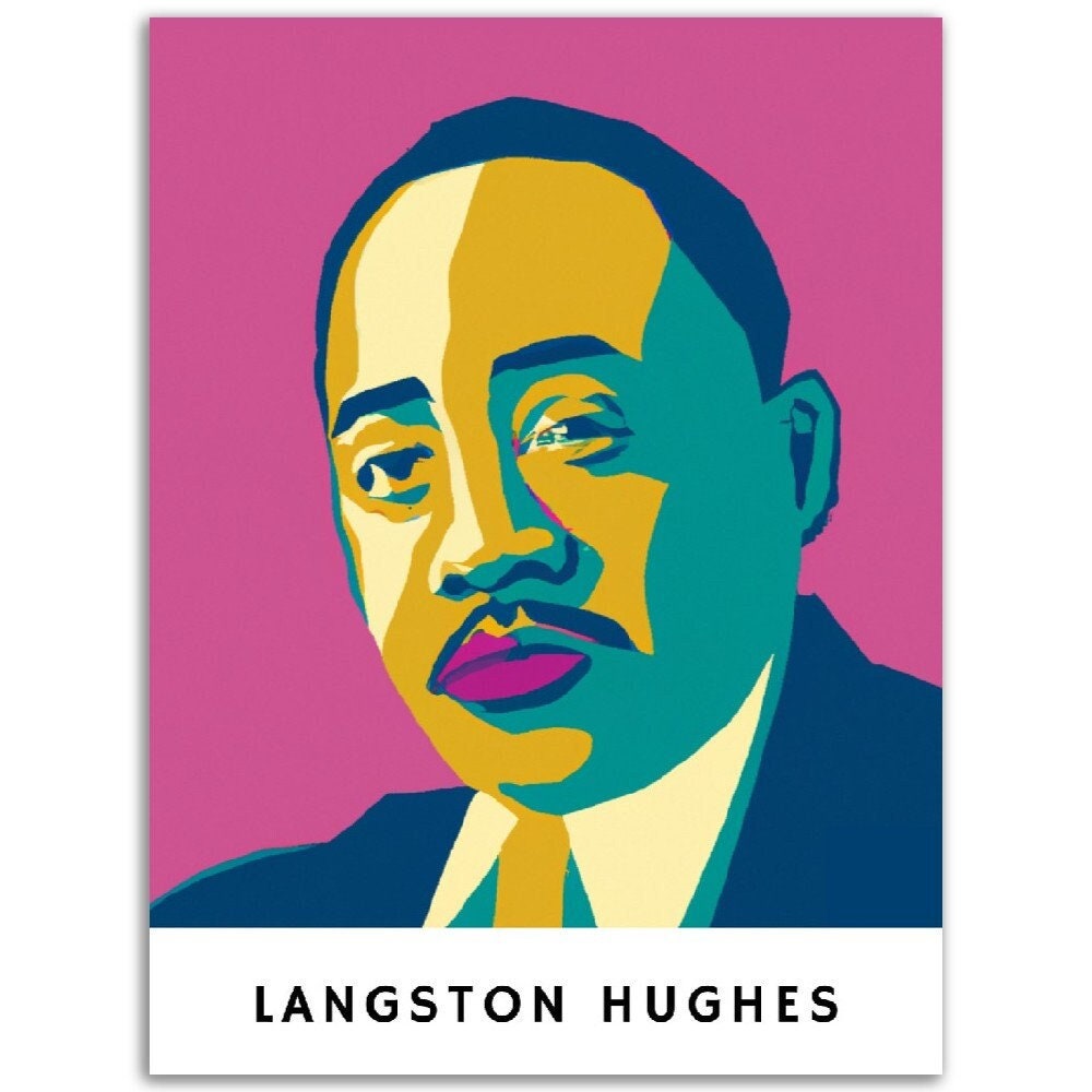 Langston Hughes Poster Original Langston Hughes Portrait Wall Art ...