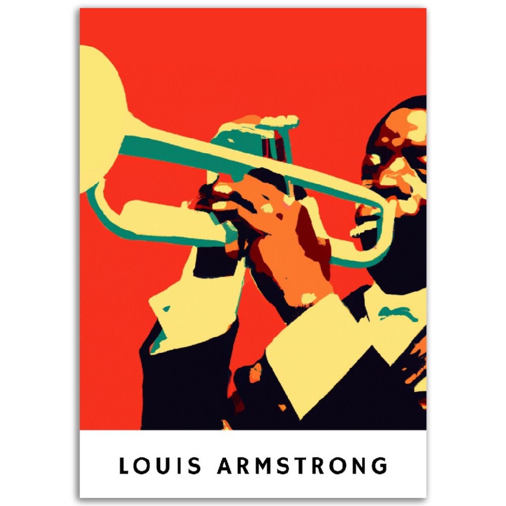 Louis Armstrong Poster || Original Louis Armstrong Portrait Wall Art ...