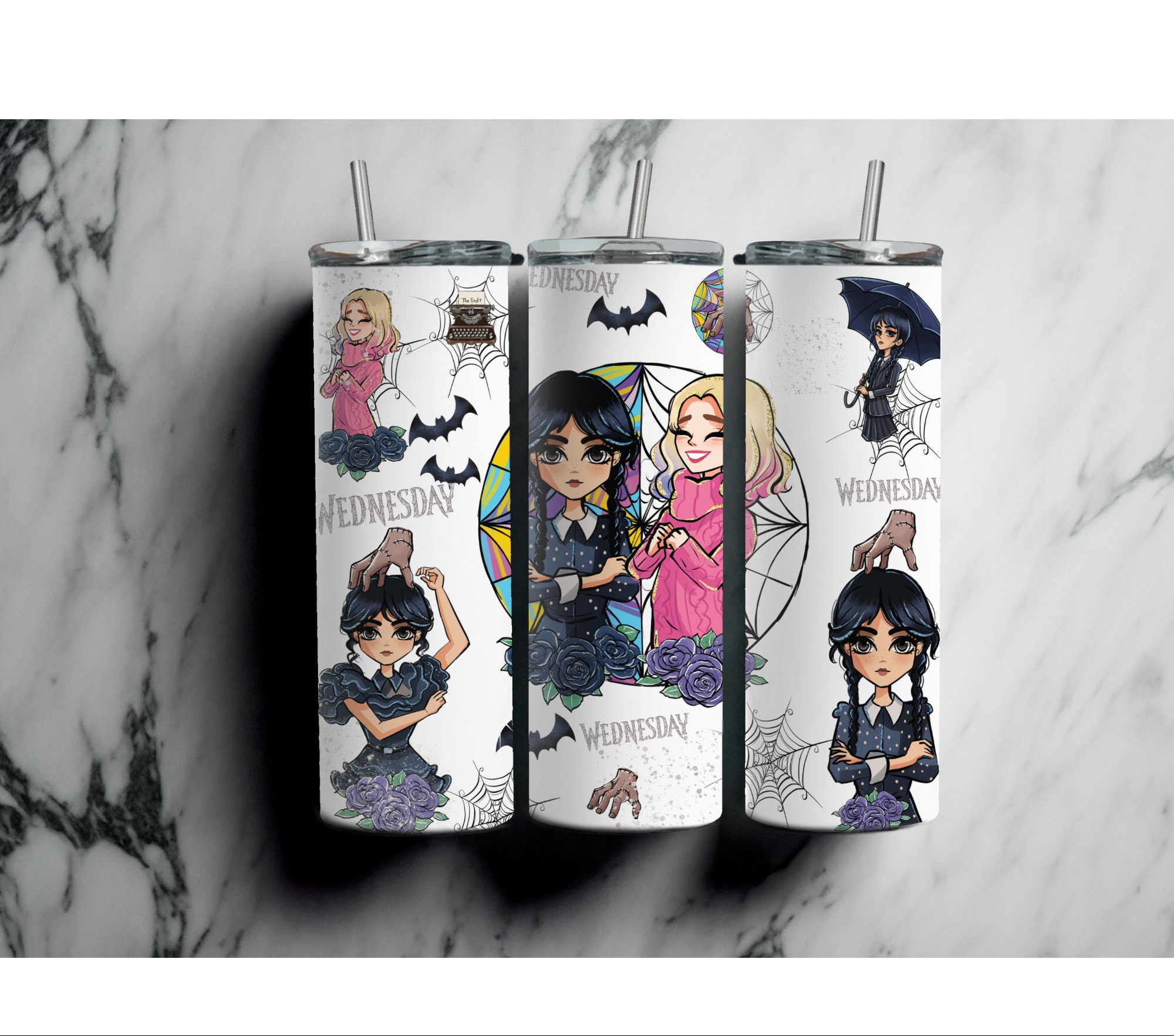 Wednesday Addams 4 PNG Files Bundle Tumbler Wrap 20 Oz Skinny - Etsy